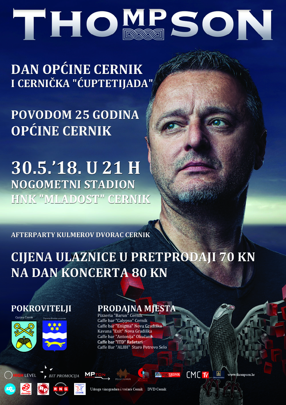 Marko Perković Thompson 30. svibnja nastupa u Cerniku