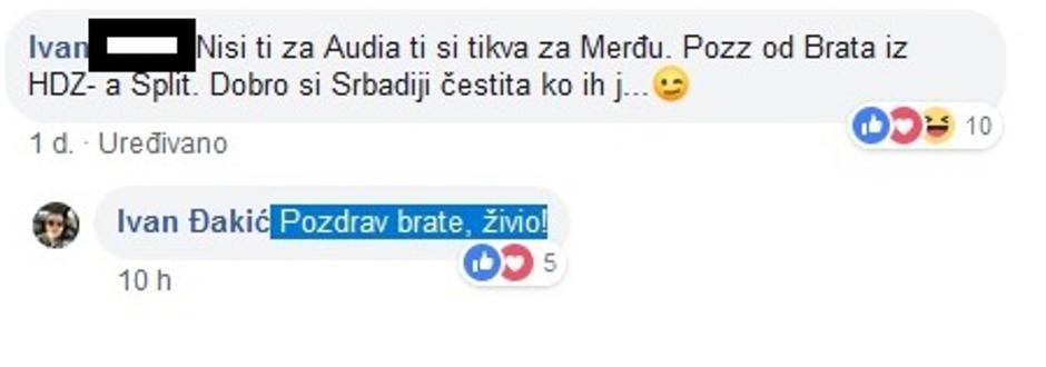 POZDRAV BRATE, ŽIVIO Ivan Đakić u novoj spornoj prepisci na Facebooku