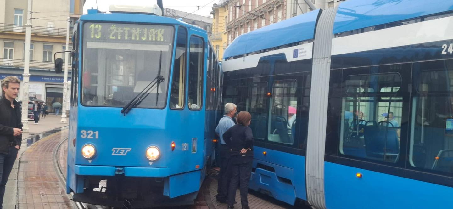 Na Trgu bana Jelačića se sudarila dva tramvaja: Oglasio se i ZET
