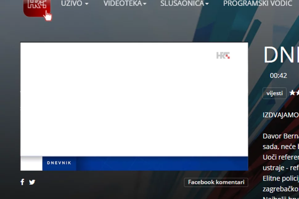 TEHNIČKI PROBLEMI NA HRT-U Središnji Dnevnik punu minutu bio 'nema slike, ima tona'